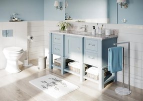 BISK Erga Niagara, volně stojící držák na WC papír s toaletním kartáčem, chrom-bílá imitace kamene, ERG-07621