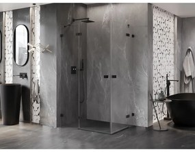 Mexen Lunar Duo výklopný sprchový kout 100 x 75 cm, 8mm čiré sklo, černý profil, 834-100L-075P-70-00