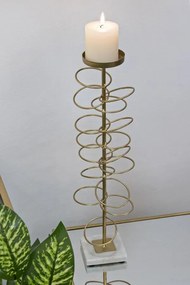 Kovový svícen Rings 50 cm zlatý/mramor