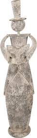 Majestátní stojící figurína anděla s knihou v šedé antik - 27*20*107 cm