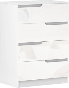HOMCOM 4-šuplíkový komoda Moderní komoda do ložnice s protiskluzovým šuplíkem pro obývací pokoj nebo chodbu 60x40x85 cm Bílá | Aosom