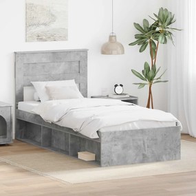 Rám postele s čelo Beton 90 x 200 cm Masivní borové dřevo 3409810