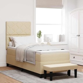 Postel s boxspringem s čelo Krémová 80 x 200 cm textil 3344105