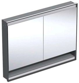 Geberit ONE - Zrcadlová skříňka s LED osvětlením, 120x90x15 cm, 2 dvířka, s nikou, vestavná, matná černá 505.825.00.7