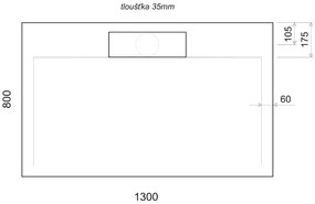 GELCO - IRENA sprchová vanička z litého mramoru, obdélník 130x80x3,5cm, HI13080