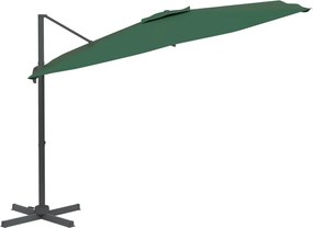 vidaXL Konzolový slunečník s LED zelený 400 x 300 cm [319928]