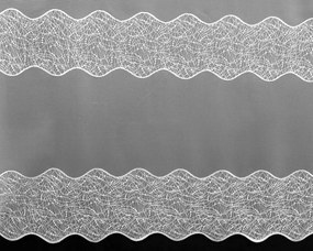 Mantis tylová záclona 620/601 vyšívané vlnky, s bordurou, bílá, výška 150cm ( v metráži)
