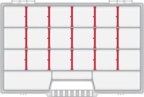 PRO Plastový organizér 22 přihrádek (přepážky) NORT 290x195x35 červený