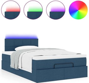 Osmanská postel s matrací &amp; LED modrá 120x200 cm látka 3312304
