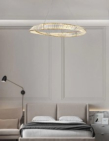 Toolight Toolight, LED křišťálové závěsné svítidlo 27W APP1201-CP, čirá-zlatá, OSW-04591