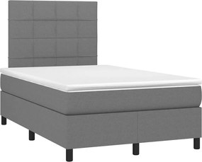 Box spring postel s matrací a LED tmavě šedá 120x200 cm textil 3134862