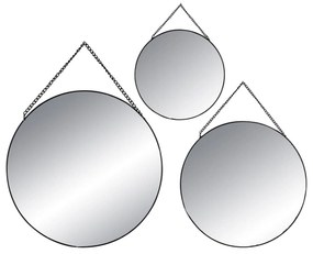 DekorStyle Sada 3 nástěnných černých zrcadel