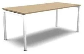 Rovný kancelářský stůl MOON U, 180 x 80 x 74 cm, bělený dub/bílá