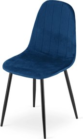 Jídelní židle PADVA VELVET s černými nohami, modrá