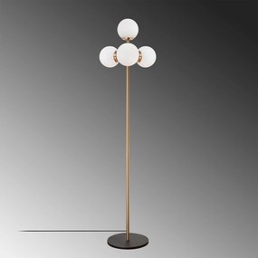 OPVIQ Podlahová lampa AKKAS bronz mléčné sklo