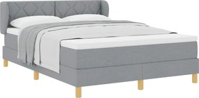 Postel s boxspringem s čelo Světle šedá 160 x 200 cm textil 3340283