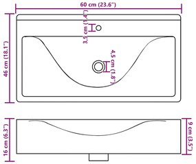 vidaXL Keramické umyvadlo obdélníkové bílé s otvorem na baterii 60 x 46 cm