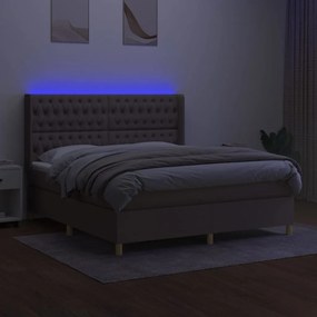 Box spring postel s matrací a LED taupe 160x200 cm textil 3139129