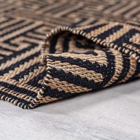 Černý/v přírodní barvě ručně tkaný koberec s příměsí juty 160x230 cm Meander Jute – Flair Rugs