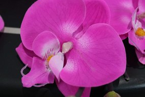 Tmavorůžová umělá třístonková orchidej 95cm