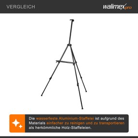 Malířský stojan Walimex pro – 60-180 cm, 140 cm, černá (1021453)