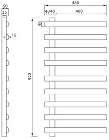 Sapho, ELCOR elektrický sušák ručníků 480x920x50mm, 128W, černá matná, EB460