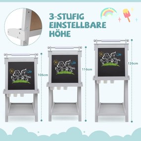 Costway Dětská výškově nastavitelná tabule s bílou tabulí a magnetickou tabulí