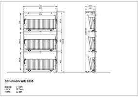 Antracitový výklopný botník 71x127x22 cm Ameca – Germania