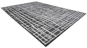 koberec SISAL SION MŘÍŽ linky 22144 ploché tkaní černý / ecru velikost 160x220 cm | krásné koberce cz