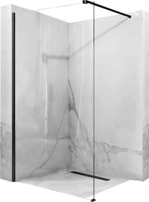 Rea AERO, sprchová zástěna WALK IN, 1-křídlová, 90 x 195 cm, černá matná-transparentní, REA-K7581