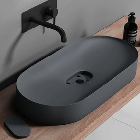 Rea Iris, umyvadlo na desku z konglomerátu 700x355x105 mm, šedá matná, REA-U4306