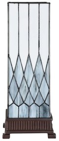 Stolní lampa Tiffany Krisoijn šedá art deco ve tvaru hranolu – 17x17x43 cm