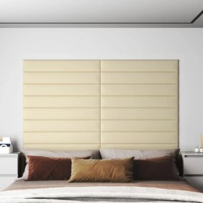 Nástěnné panely 12 ks krémové 90 x 15 cm umělá kůže 1,62 m² - Default Title