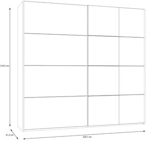 Šatní skříň se zrcadlem ODEN 220x210 cm béžová
