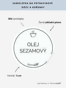 Samolepka na dózu CUKR KOKOSOVÝ – bílá, 5 cm, tučné písmo