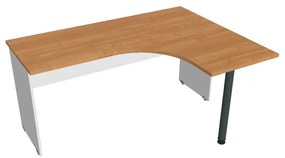 Stůl ergo levý 160*120 cm - Hobis Gate GE 60 L Dekor stolové desky: olše, Dekor lamino podnože: bílá, Barva nohy: černá