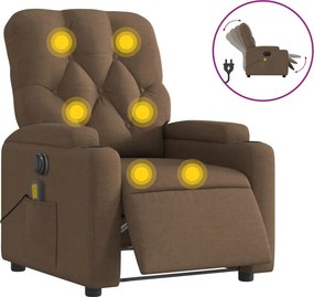 Elektrické masážní polohovací křeslo hnědé textil 3204702