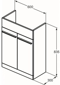 Ideal Standard i.Life A Skříňka pod polozápustné umyvadlo 60 cm, šedý křemen matný T5262NG