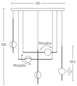 Zambelis 2001 - LED Lustr na lanku LED/38W/230V