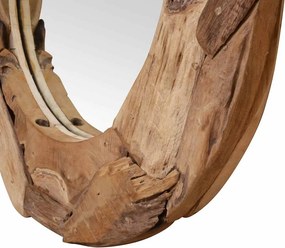 Dekorativní zrcadlo, kulaté, teak, 80 cm 244561