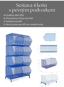 FEROPLAST spol. s.r.o Průmyslový úložný koš KS4, kompletní set 4 košů na pevných nohách