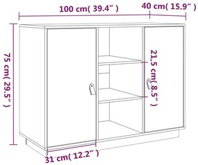 Příborník 100 x 40 x 75 cm masivní borové dřevo - Default Title