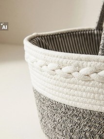 Sinsay - Pletený úložný koš s přihrádkami a uchy - šedá
