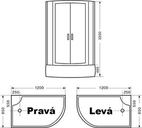 BPS-koupelny Hydromasážní box HYD-Victor 120 P, 120x85 pravý bez sauny