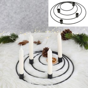 Adventní kovový svícen WREATH černý