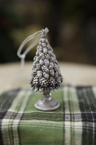 Ledově šedý závěsný vánoční stromek 9cm