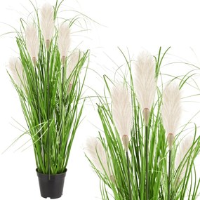 Umělá tráva Pamp v květináči 90 cm bílá