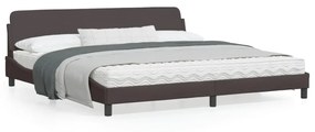 Rám postele s čelem tmavě hnědý 200x200 cm textil - Default Title