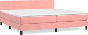Box spring postel s matrací růžová 200x200 cm samet 3141208