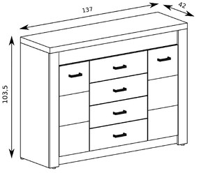 INDIANAPOLIS k | komoda I-7 | kraft bílý